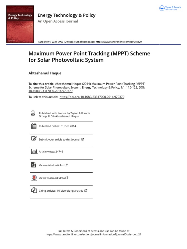 Maximum Power Point Tracking MPPT Scheme For Solar Photovoltaic System ...