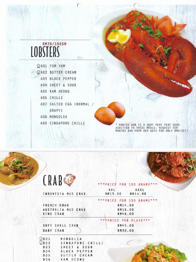 Ibrahim's Fatty Crab Menu | PDF
