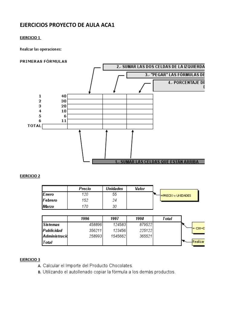Ejercicios de Excel para Aula ACA1 | PDF