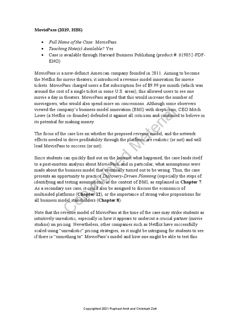 MoviePass (2019, HBS) | PDF