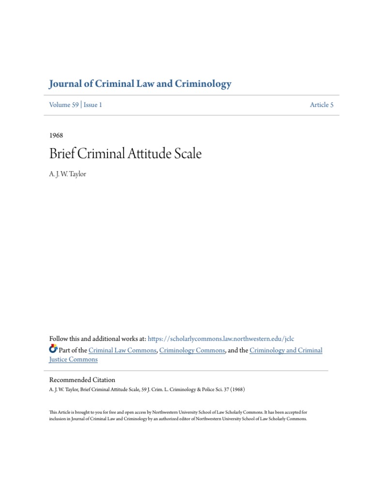 Brief Criminal Attitude Scale | PDF | Criminal Justice | Crime & Violence