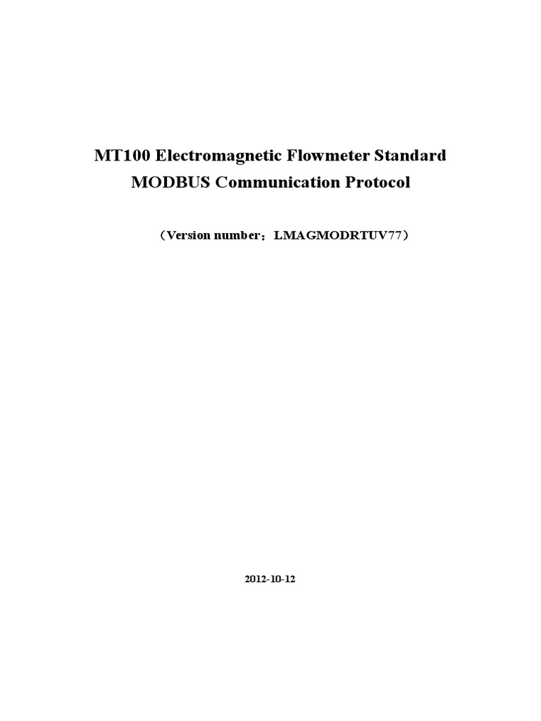 MT100 MODBUS Communication Protocol | PDF
