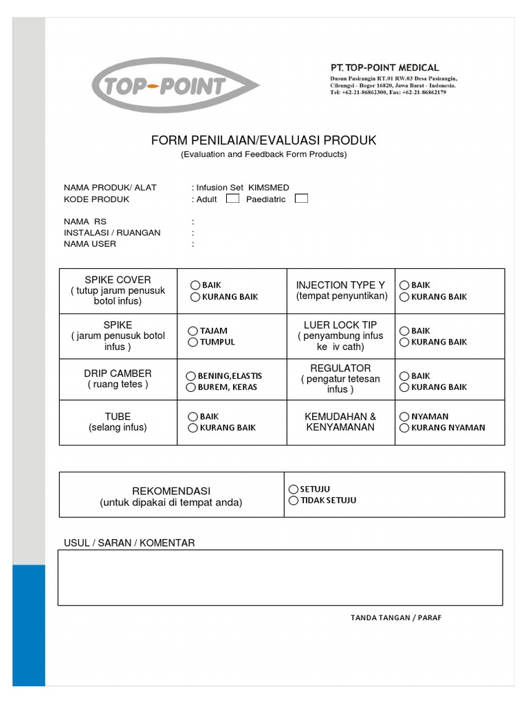 Form Trial Infusion Set Kimsmed | PDF