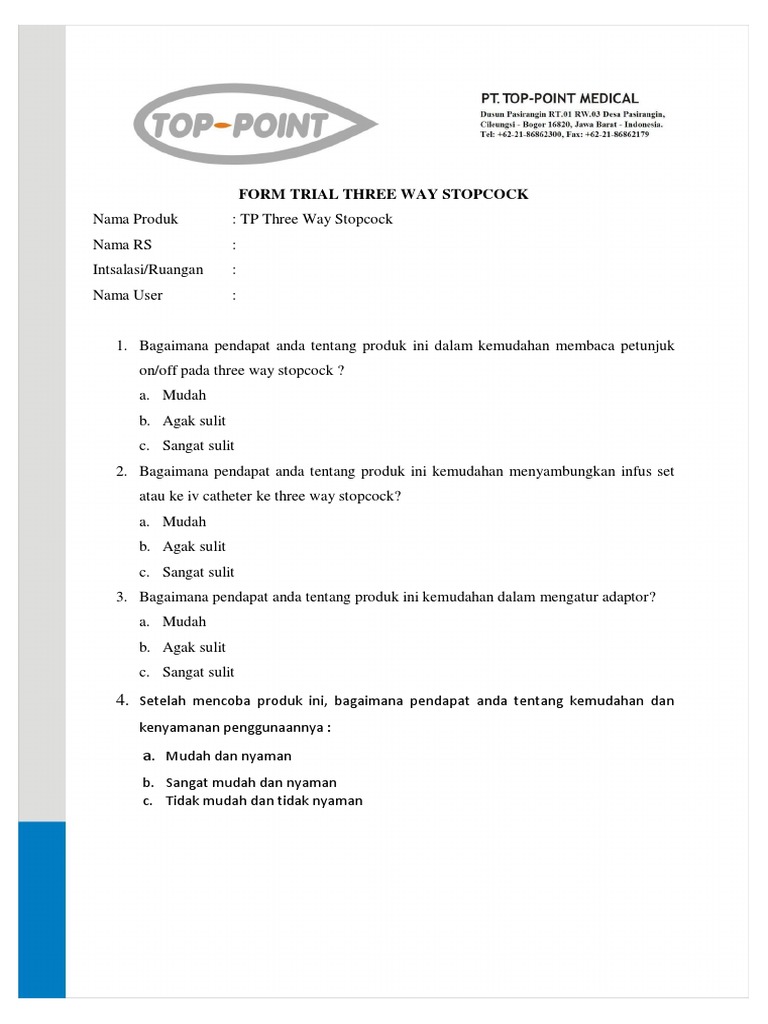 Form Trial 3 Way | PDF | Teknologi & Rekayasa