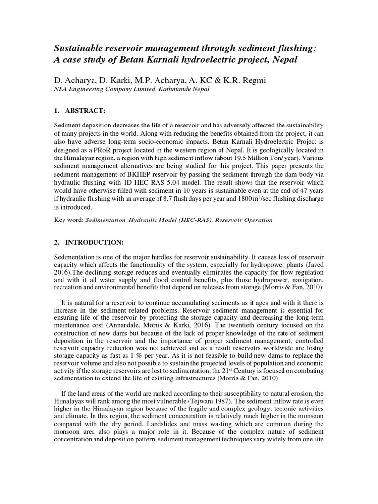 Sustainable Reservoir Management Through Sediment Flushing BKHEP | Download Free PDF | Discharge ...
