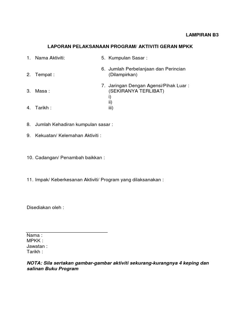 Lampiran B3-Laporan Program | PDF Lampiran B3-Laporan Program | PDF