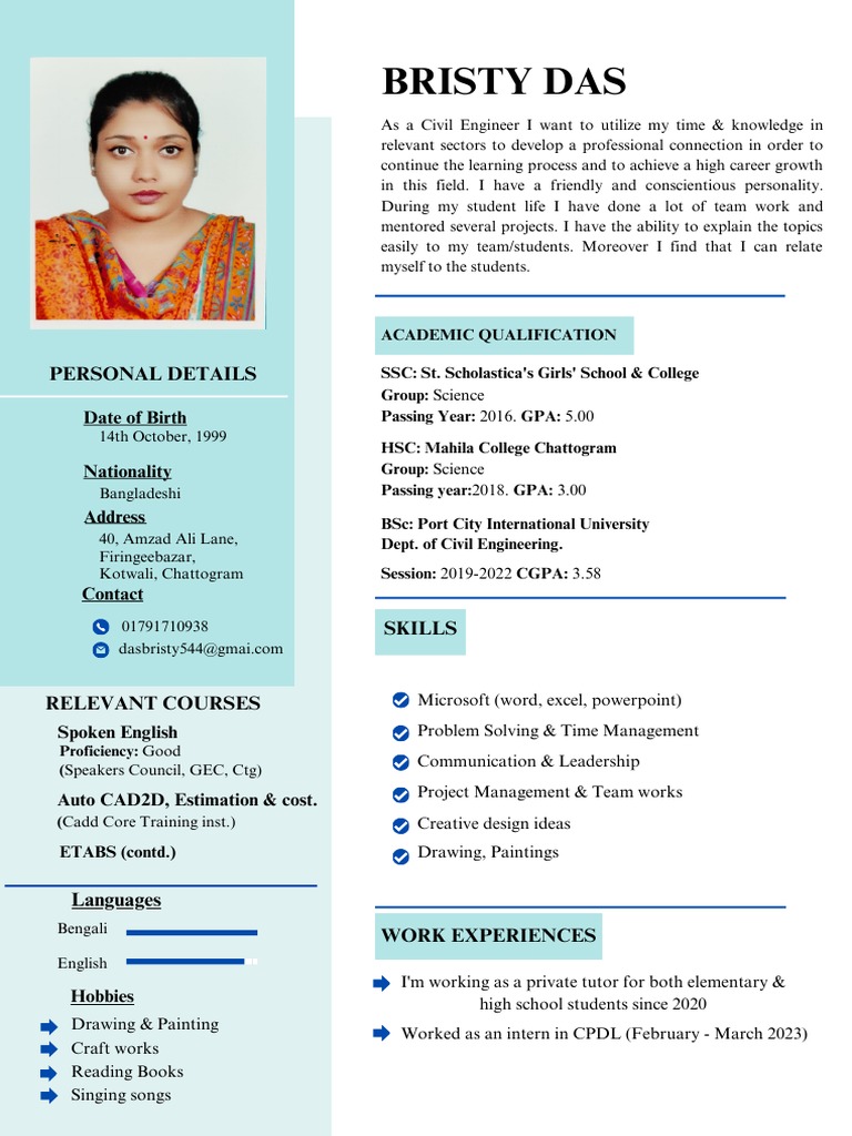 Resume of Bristy Das | PDF