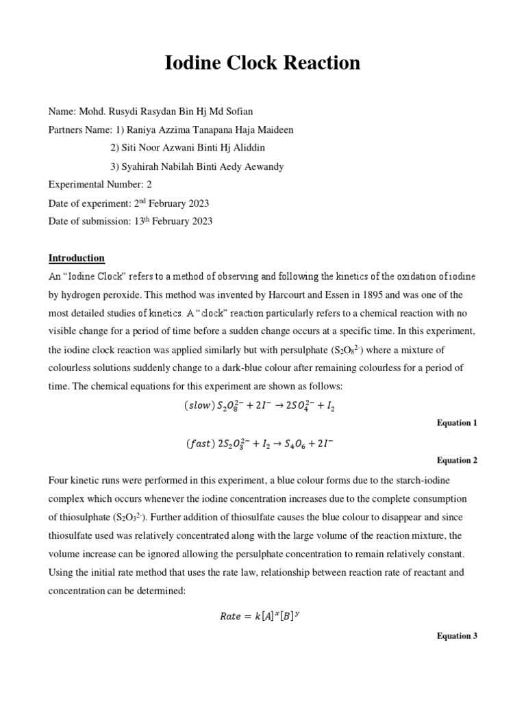 21B2043 Rusydi SC2243 Exp2 | PDF | Reaction Rate | Activation Energy