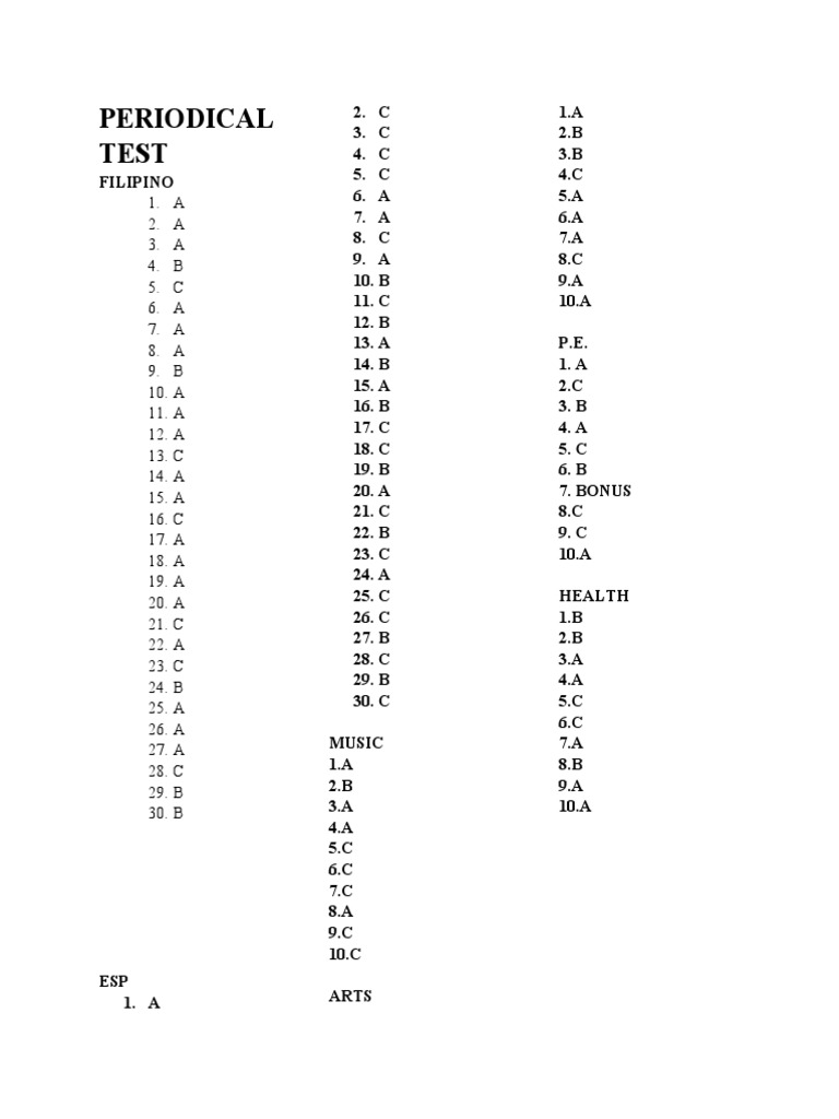 Periodical Test-Answer Key | PDF