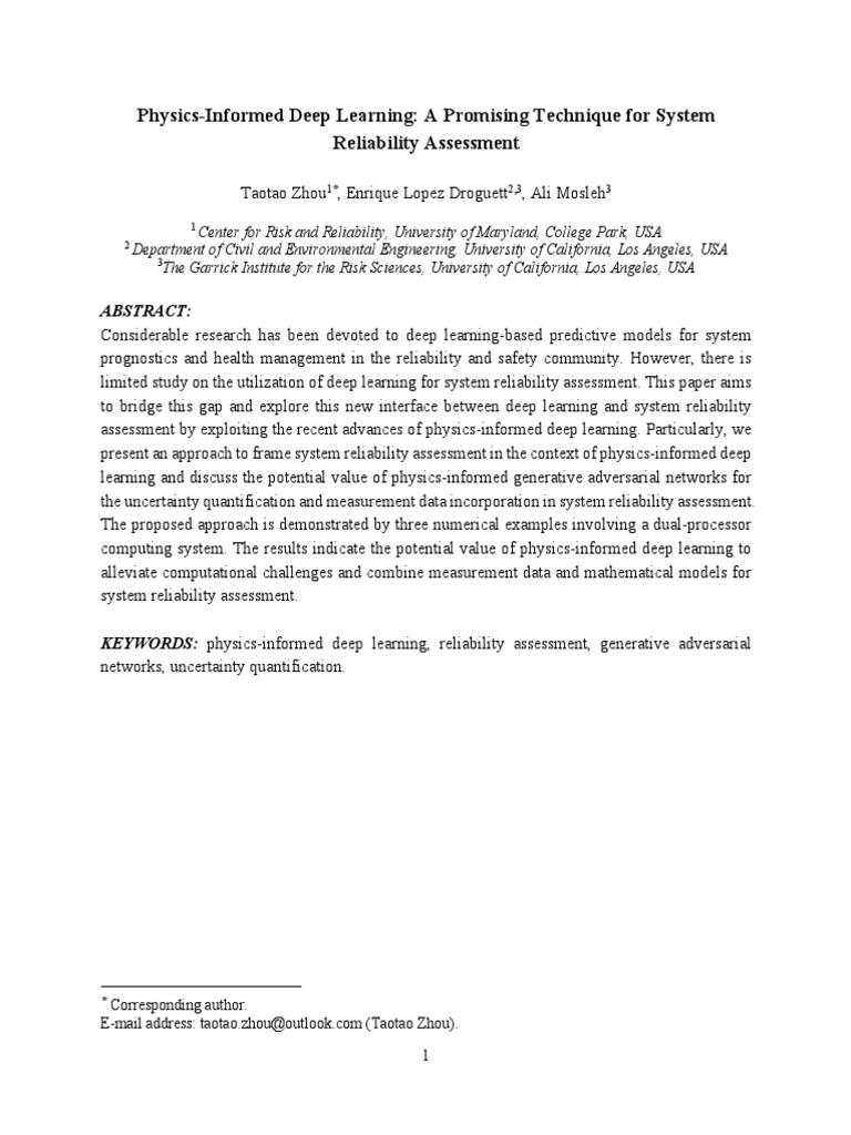 Physics-Informed Deep Learning - A Promising Technique For System Reliability Assessment | PDF ...