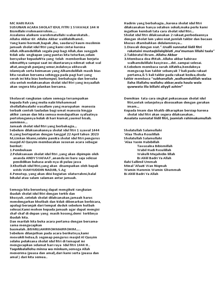 MC Hari Raya | PDF