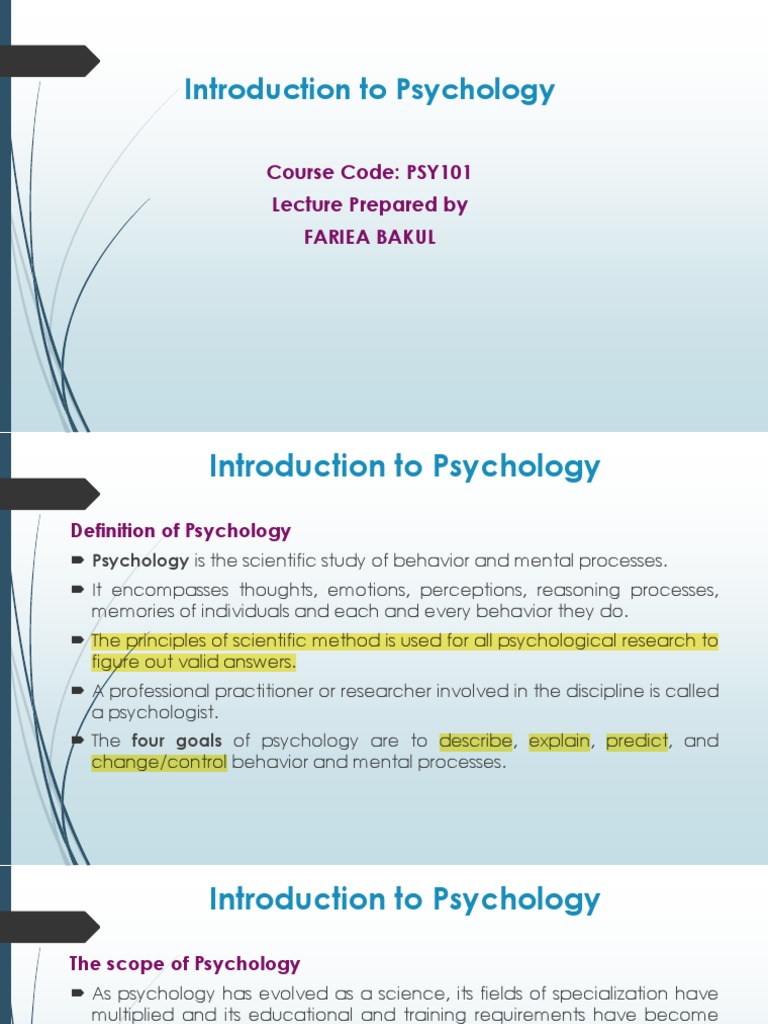 Unit 1 - Introduction To Psychology | PDF