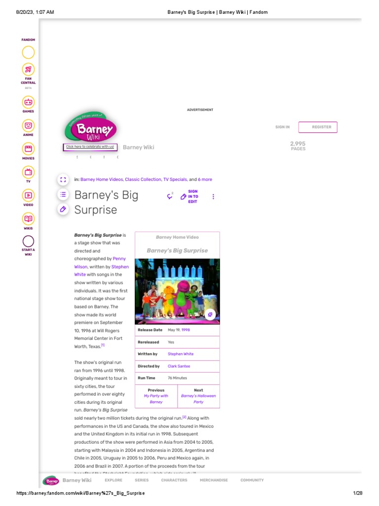 Barney's Big Surprise - Barney Wiki - Fandom | PDF