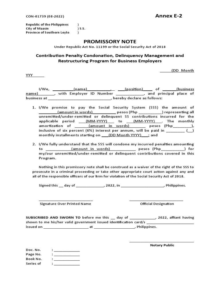 Annex E-2 - Promissory Note | PDF