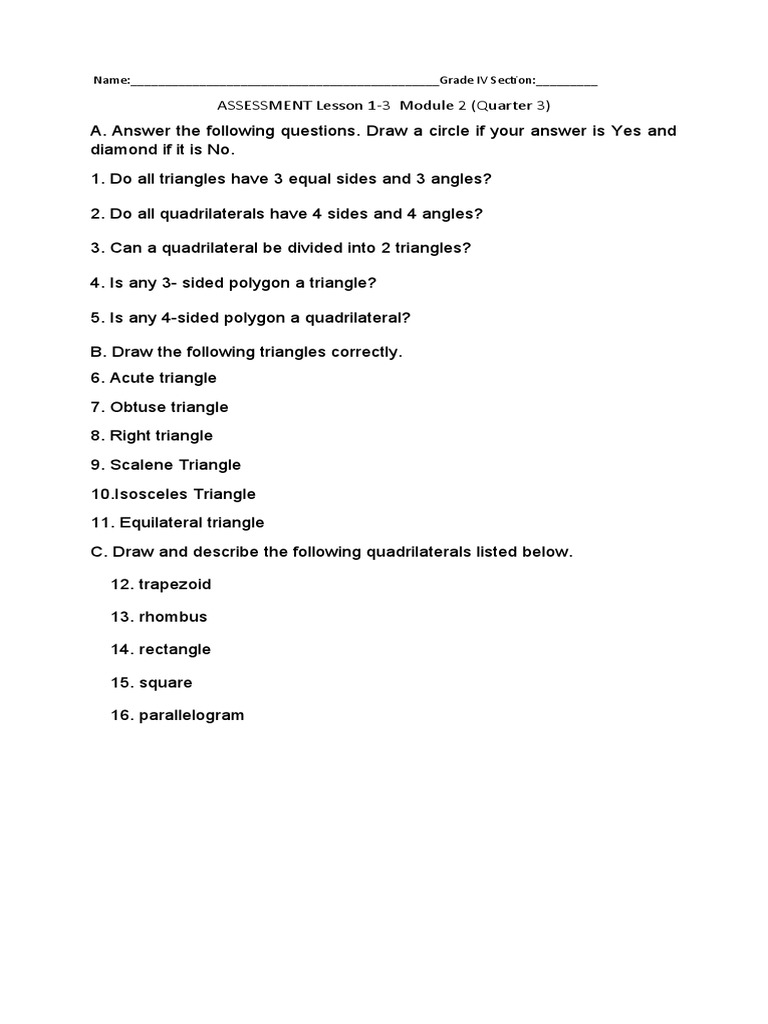 ASSESSMENT Lesson 1-3 Module 2 (Quarter 3) | PDF