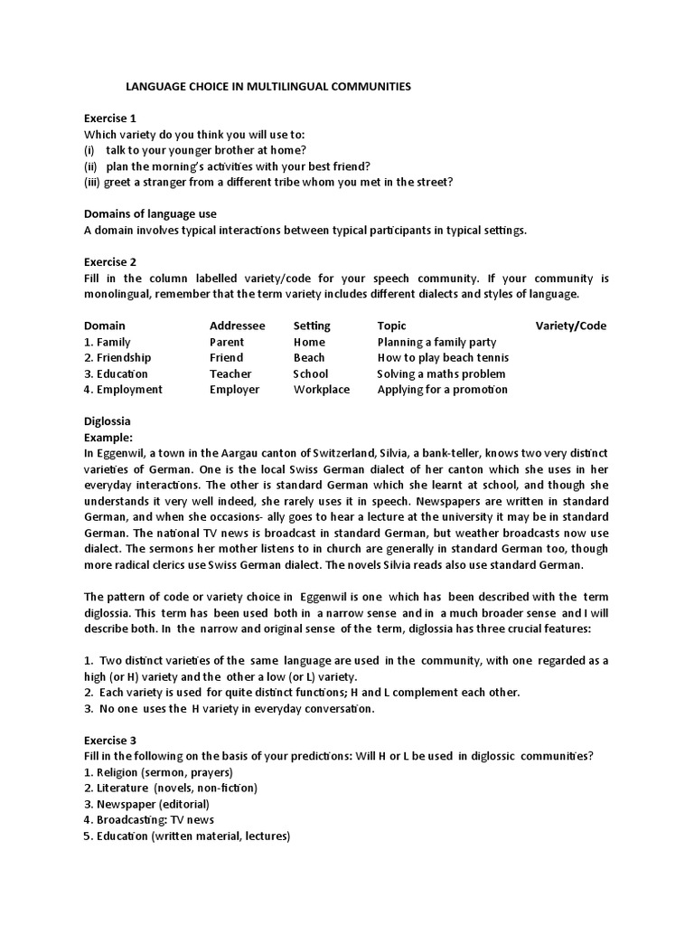 2 Language Choice in Multilingual Communities | PDF | Foreign Language ...