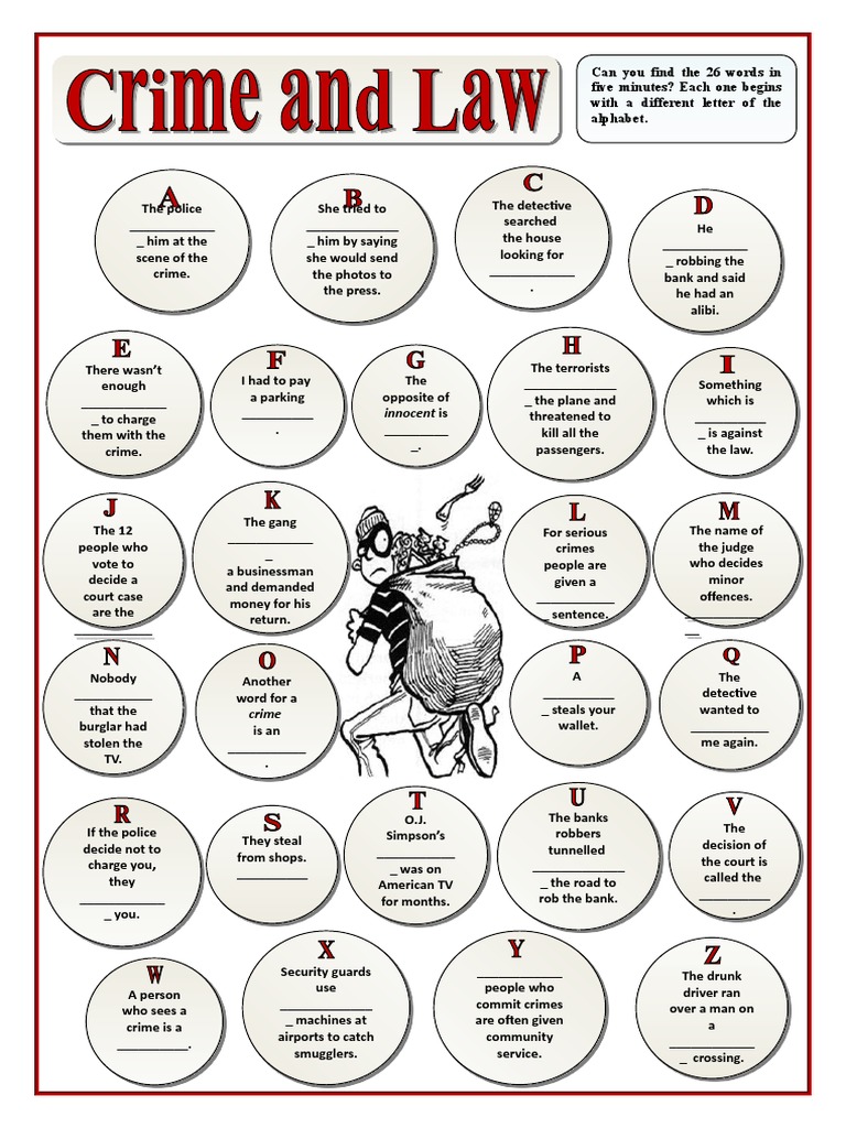 Crime Vocabulary Worksheet | PDF | Robbery | Crimes