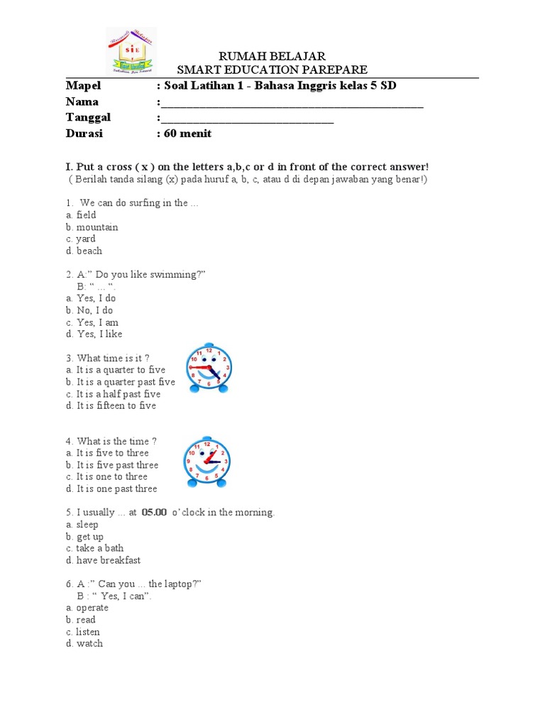 Soal Bing KLS 5 SD | PDF