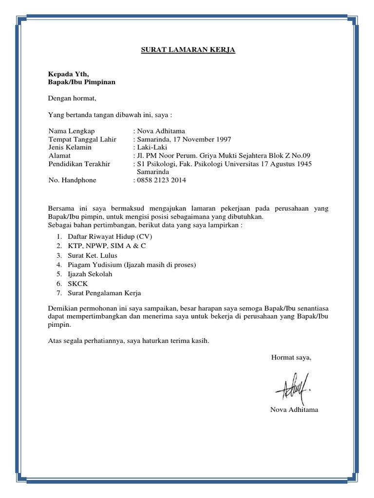 CV Nova Adhitama | PDF