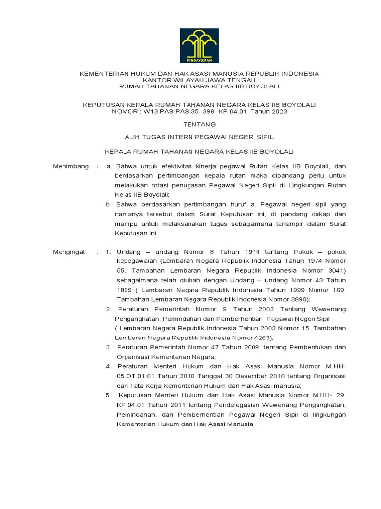 SK Mutasi Internal 4 April 2023 | PDF