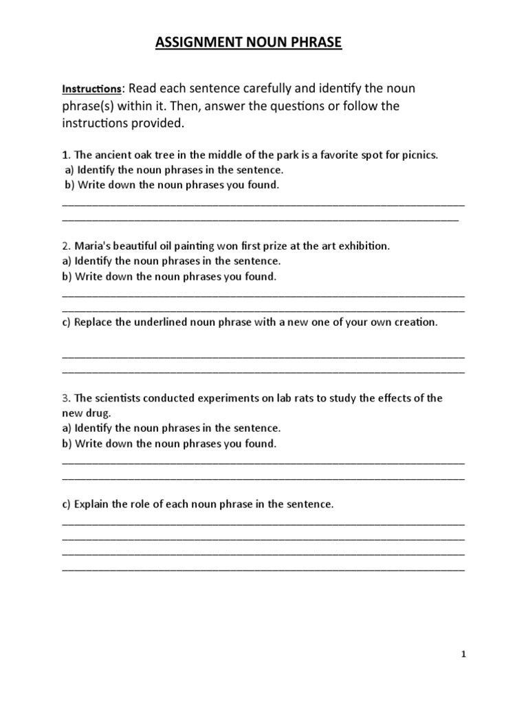 Assignment Noun Phrase | PDF | Foreign Language Studies | Home & Garden