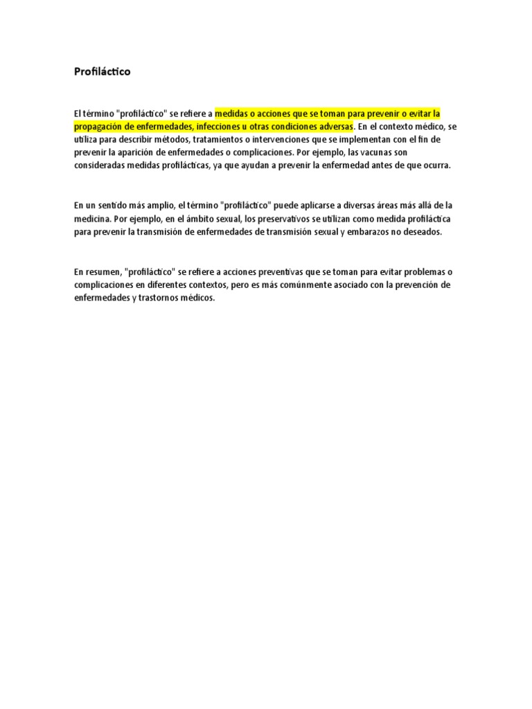 Medidas Profilácticas Preventivas | PDF
