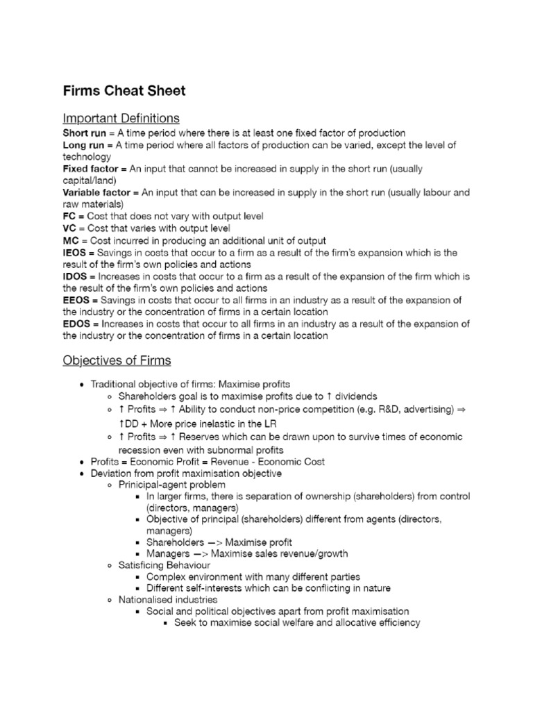 Firms Cheat Sheet | PDF