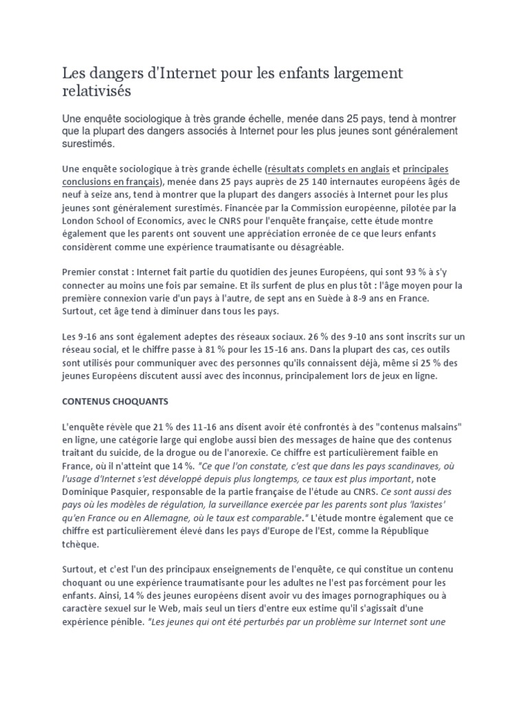 Les Dangers D'internet | PDF | Sciences sociales | Développement personnel