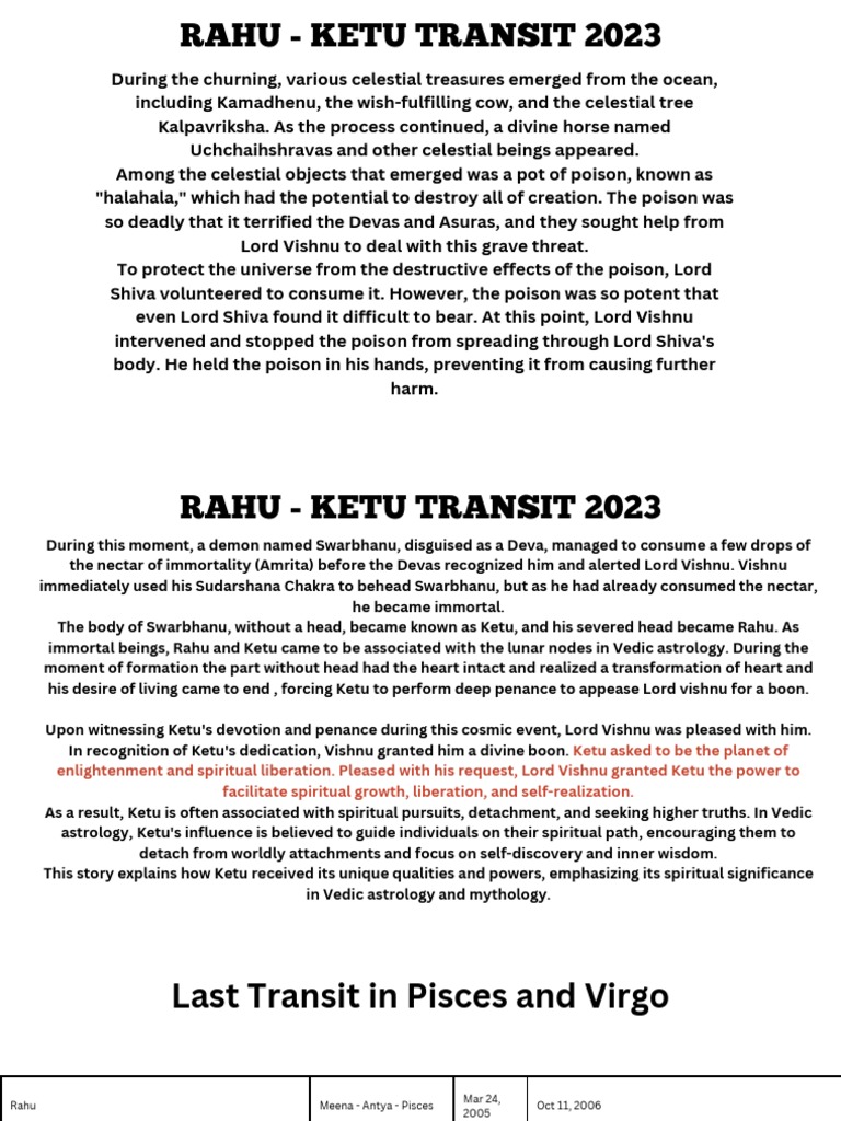 Rahu Ketu Transit 2023 - 30 October Onwards | PDF