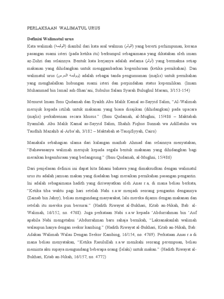 Perlaksaan Walimatul Urus | PDF