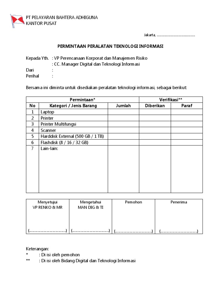 Form Permintaan IT | PDF