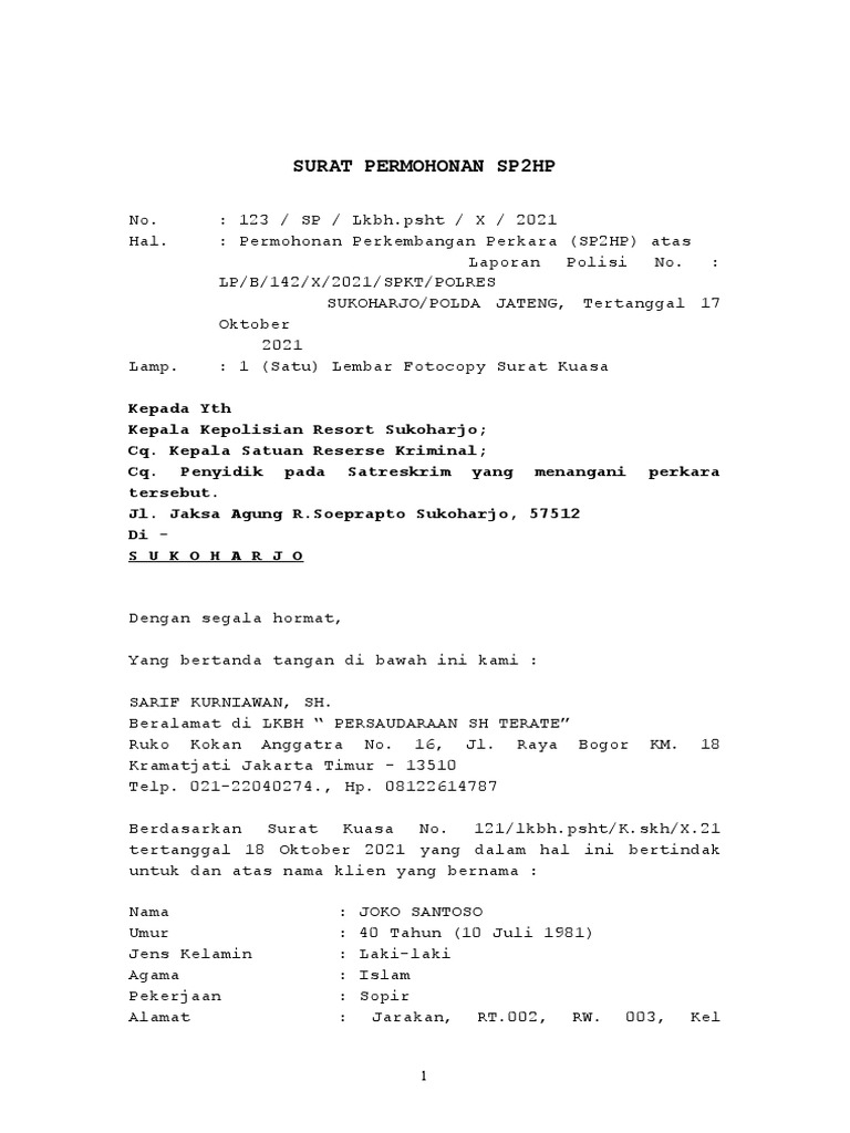 Permohonan SP2HP | PDF