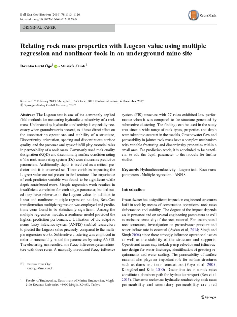 Rock Mass Permeability | PDF