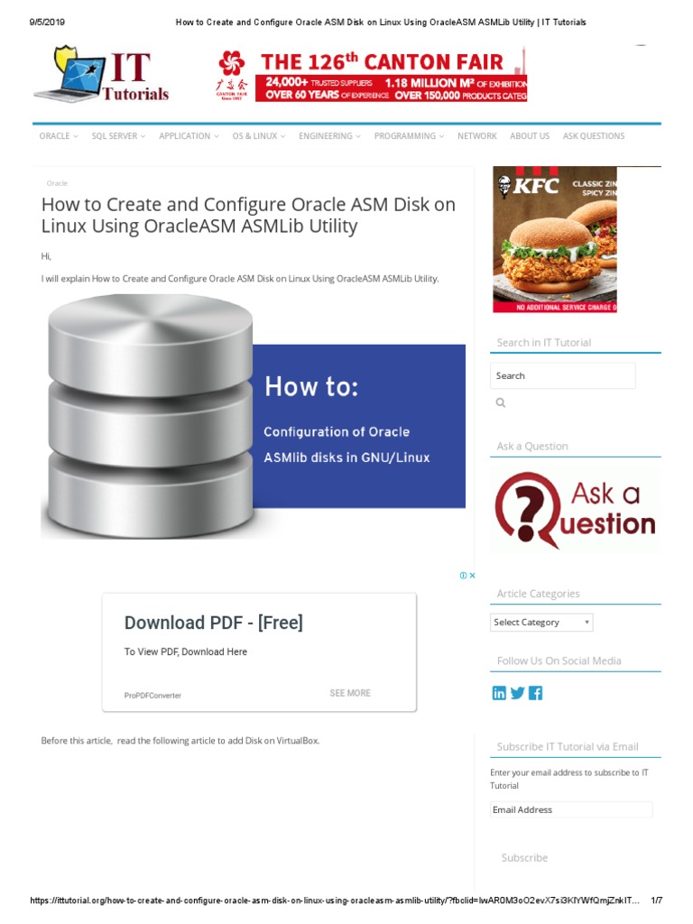How To Create And Configure Oracle Asm Disk On Linux Using Oracleasm Pdf