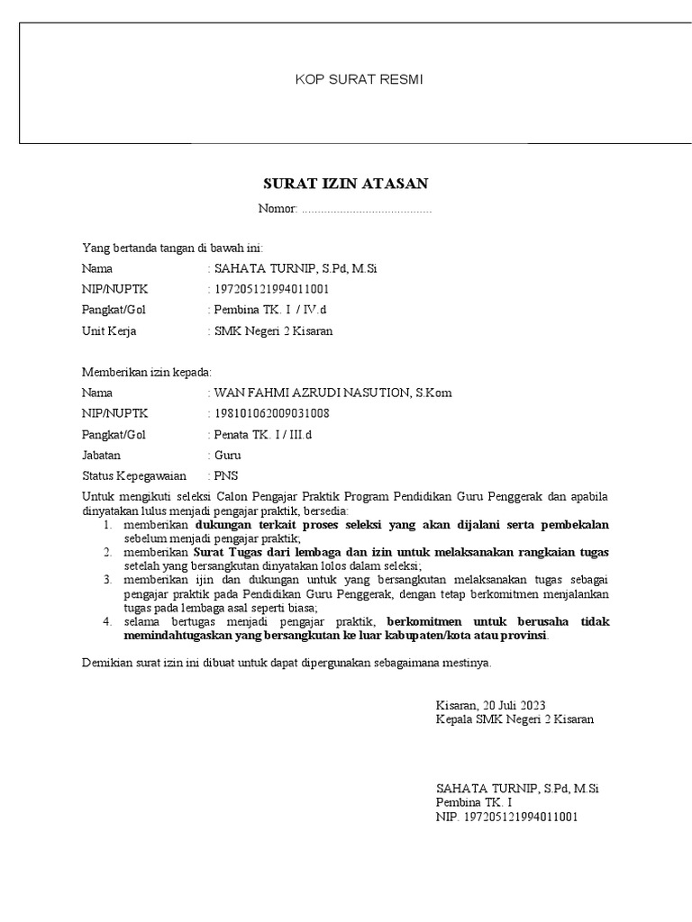 Izin Atasan CPP 9 | PDF