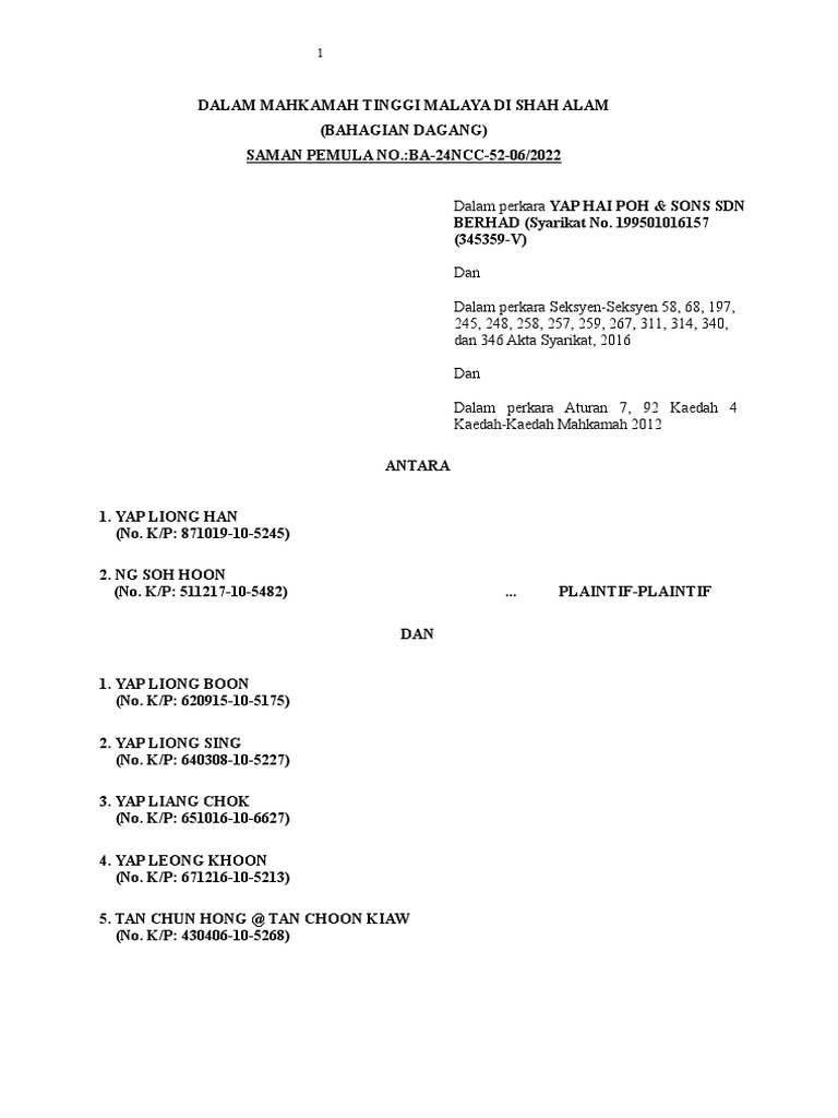 Hujahan Bertulis 27.8.2022 (D5) | PDF