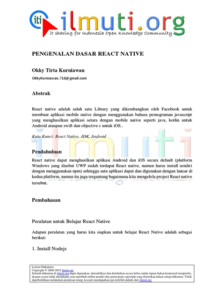 Okkytirtak-Pengenalan Dasar React Native | PDF