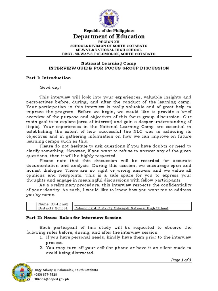 NLC FGD, Interview | PDF | Focus Group | Cognition