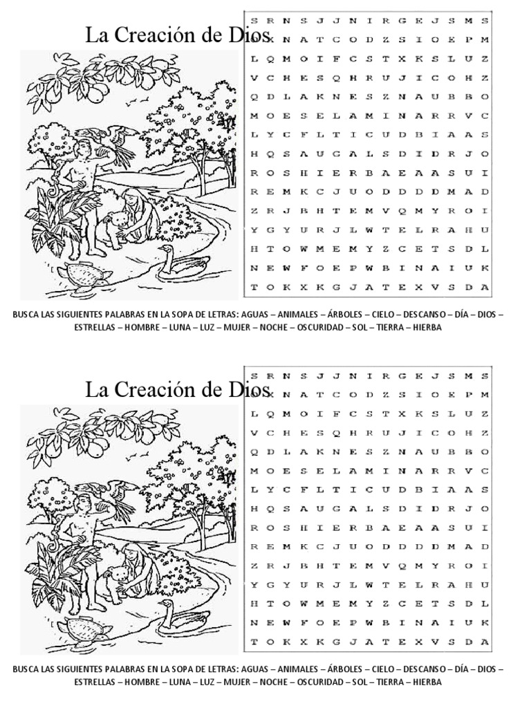 Sopa de Letras: La Creación de Dios | PDF