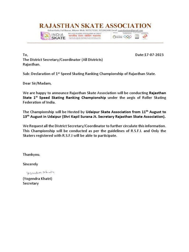 Rajasthan State 1st Ranking Tournament | PDF | Sports & Recreation