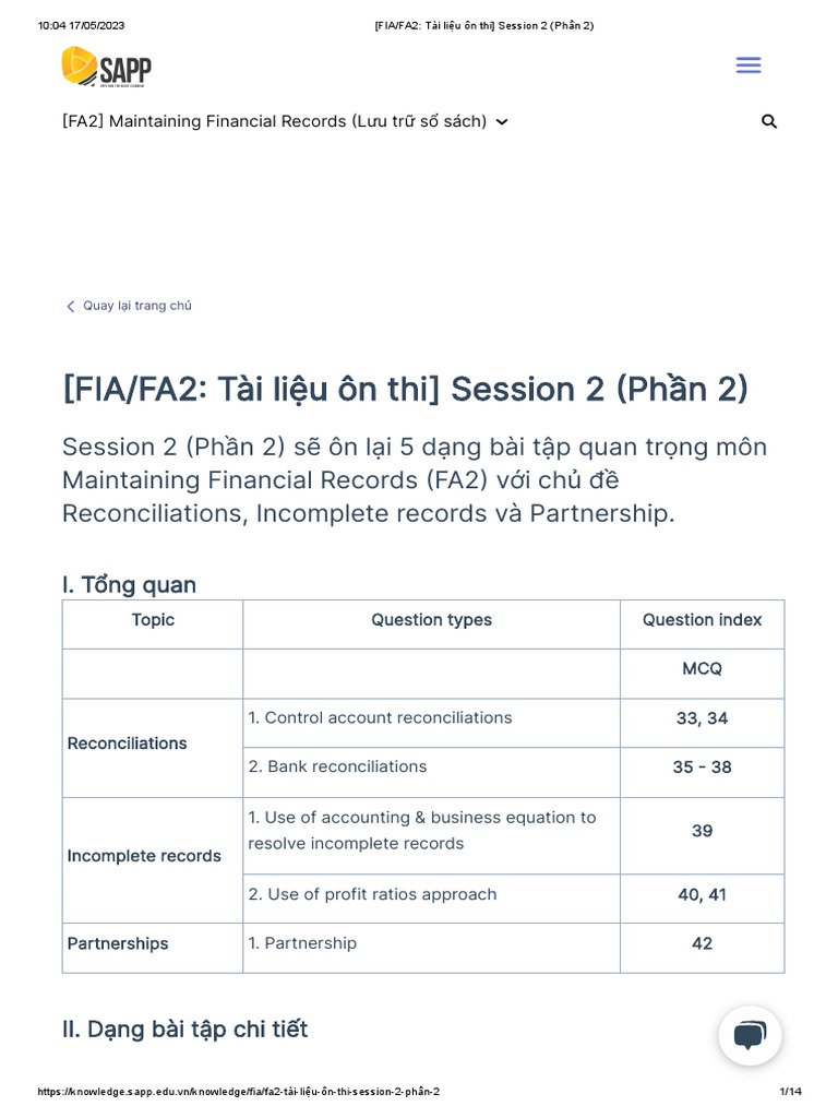 (FIA - FA2 - Tài liệu ôn thi) Session 2 (Phần 2) | PDF