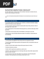 Monthly Elevator Maintenance Check List | PDF | Elevator | Manufactured Goods