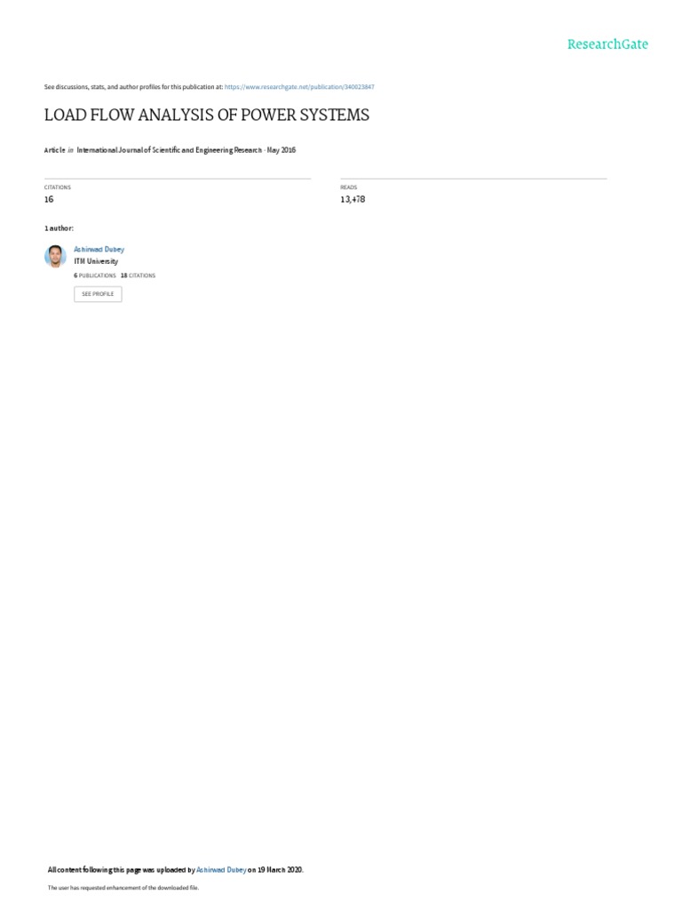 Load Flow Analysis of Power Systems | PDF