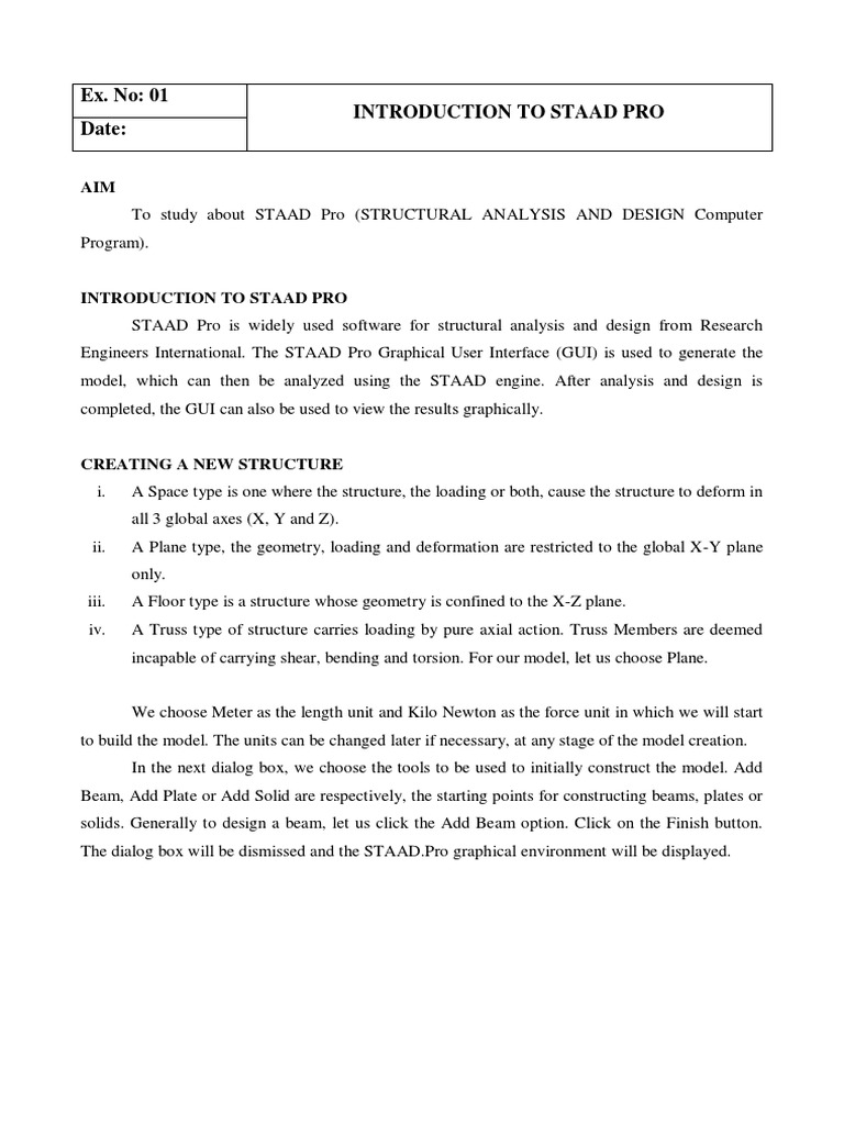 STAAD Pro Record - Experiments | PDF