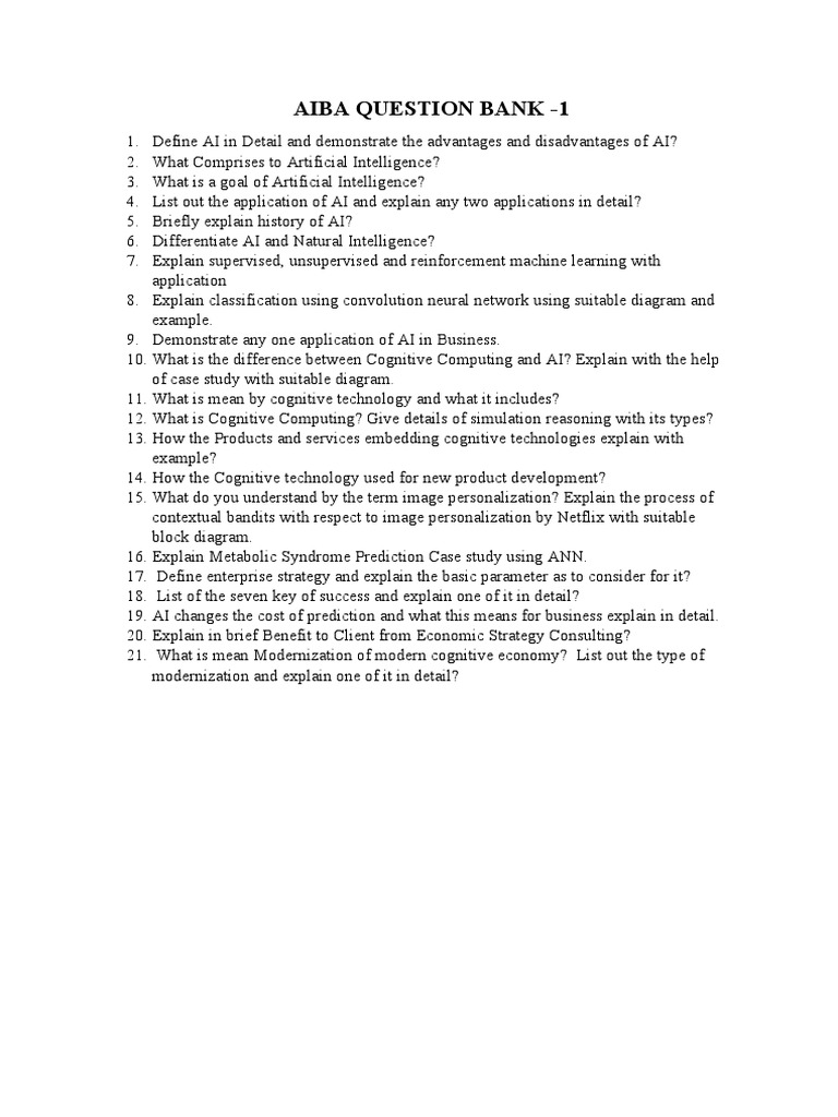 AIBA Question Bank IA-1 ODD 2023 | PDF