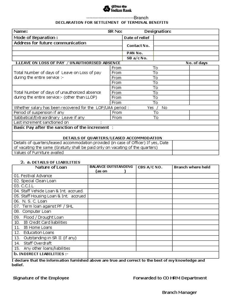 Gratuity Application Form | PDF