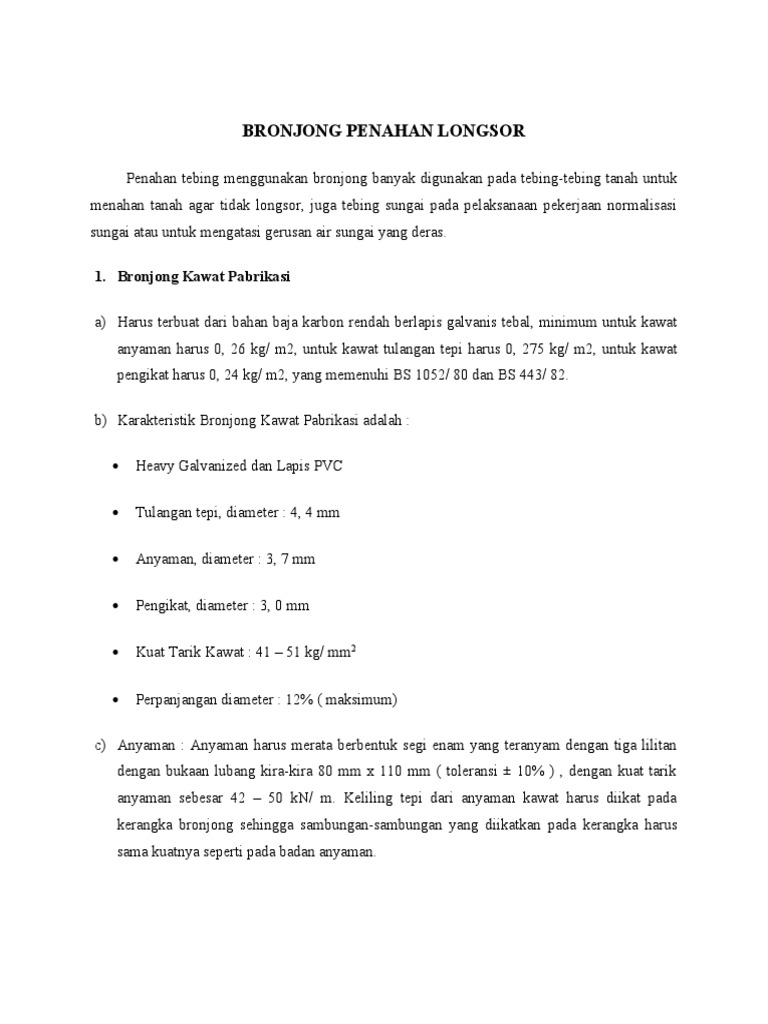 Bronjong Penahan Longsor | PDF