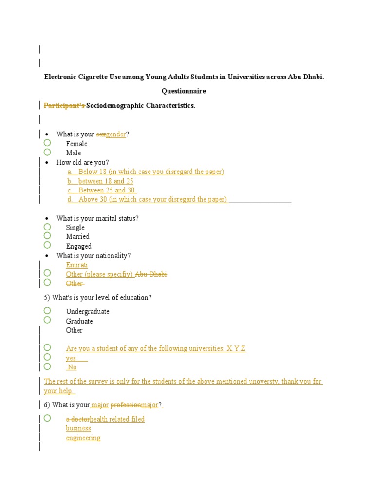 Questionnaire - Corrections | PDF