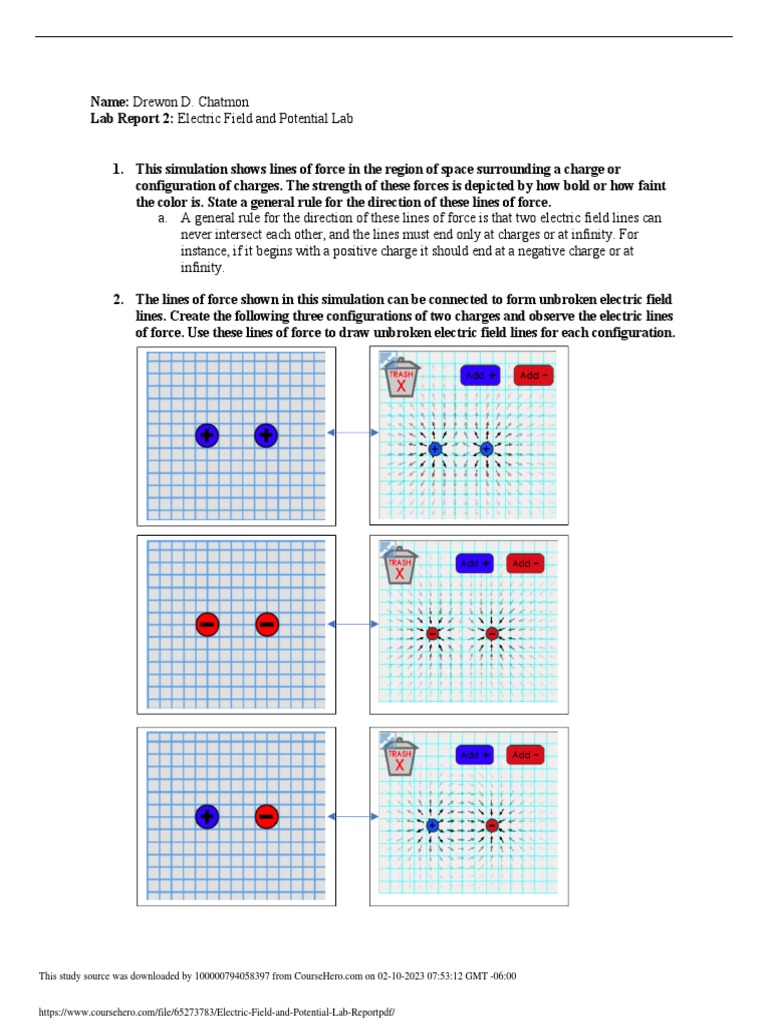Electric Field and Potential Lab Report PDF | PDF | Force | Electric Field
