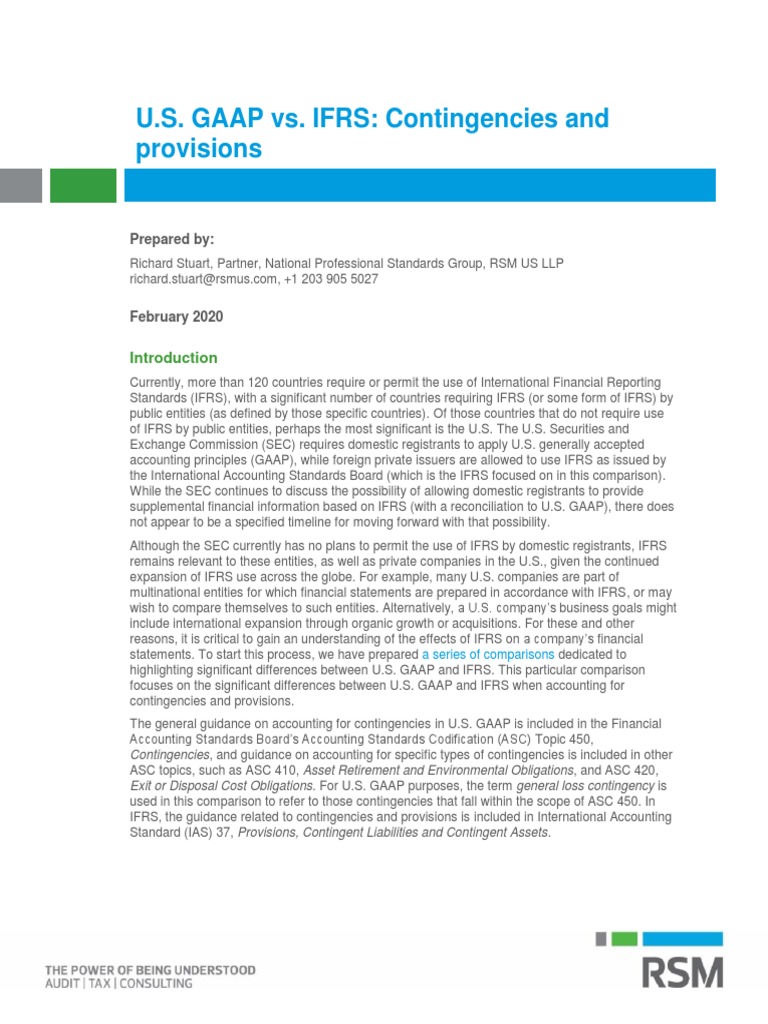 U.S. GAAP vs. IFRS: Contingency Provisions | PDF